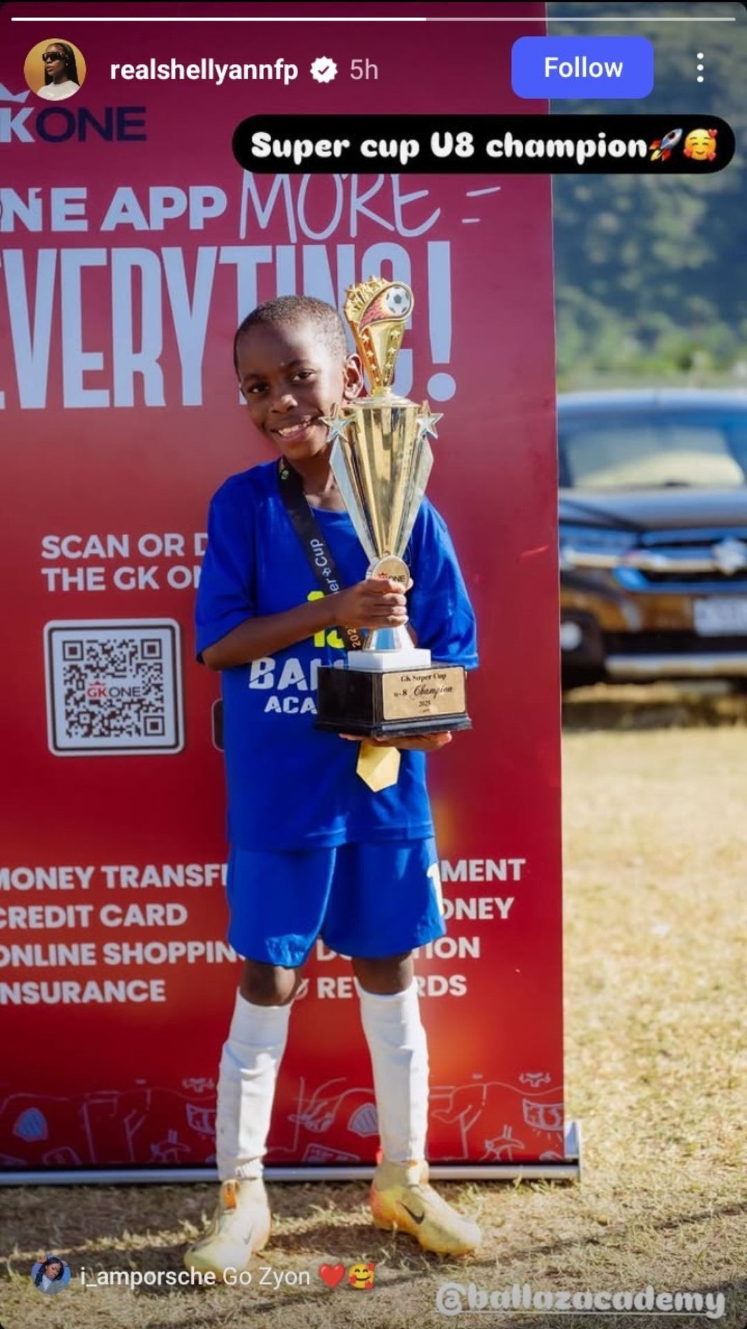 Shelly-Ann Fraser-Pryce celebrates her son's sporting achievement with ...