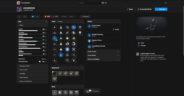 Anamnesis god roll guide for Destiny 2 PvE and PvP