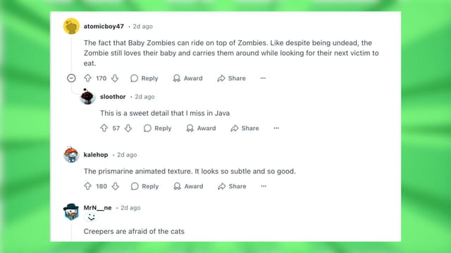 Fans discuss small features they love about Minecraft