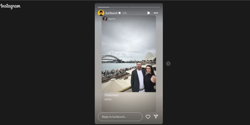 Photo: Kurt Busch and girlfriend Lyda Moore share a glimpse of their ...