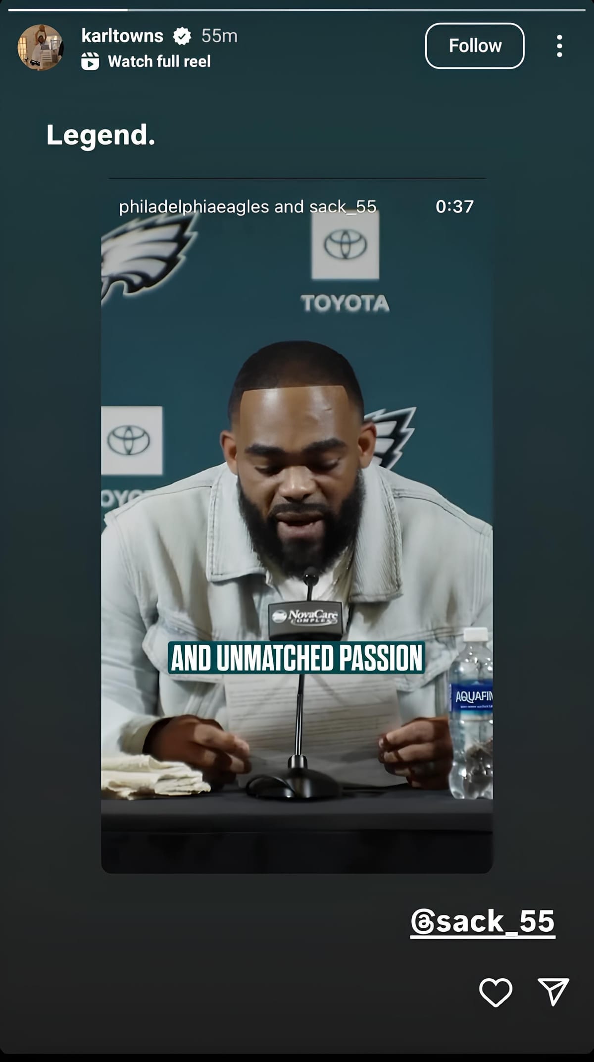 Karl-Anthony Towns: Karl-Anthony Towns drops 1-word reaction as Eagles ...