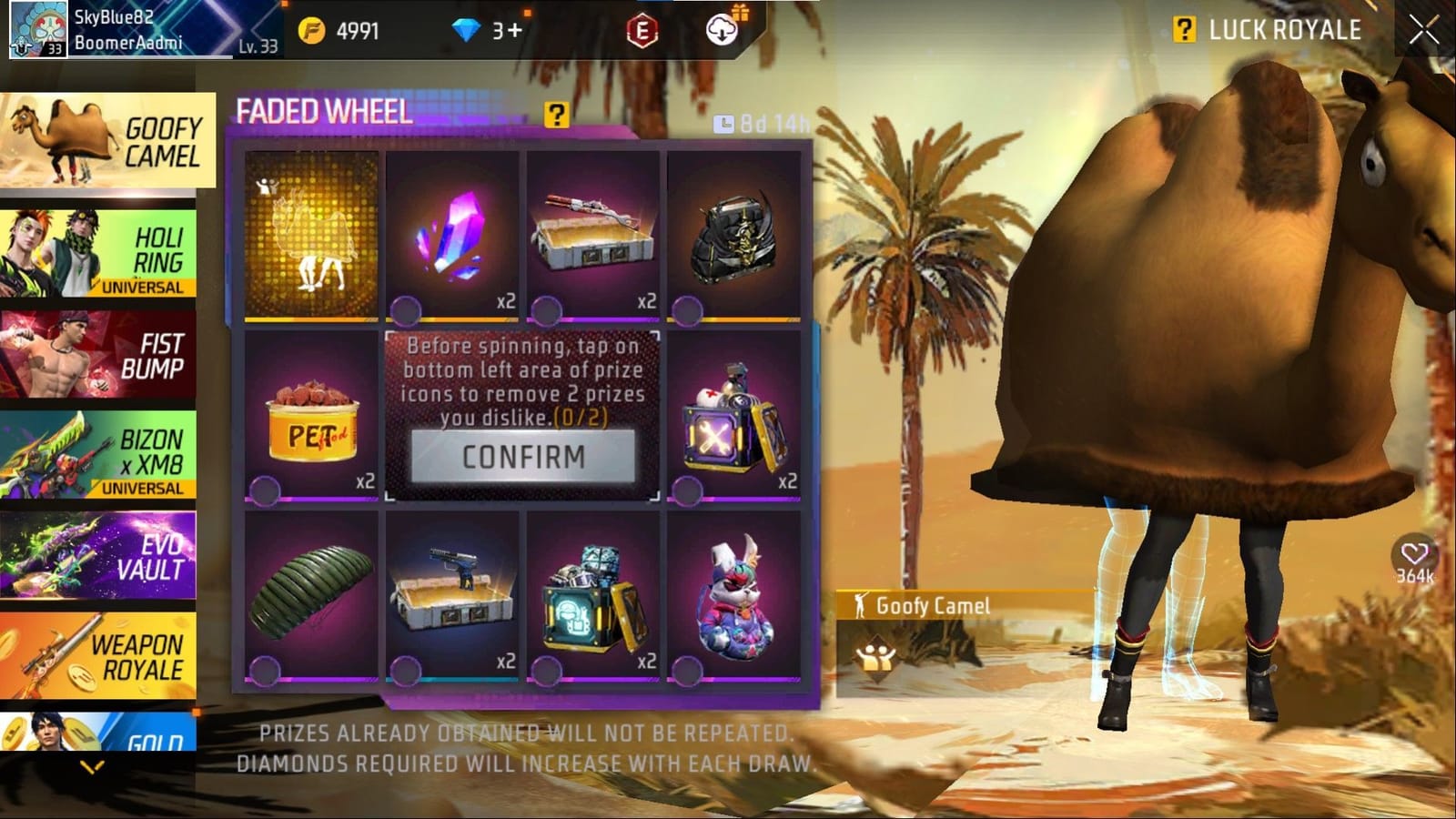 How to get Goofy Camel emote in Free Fire