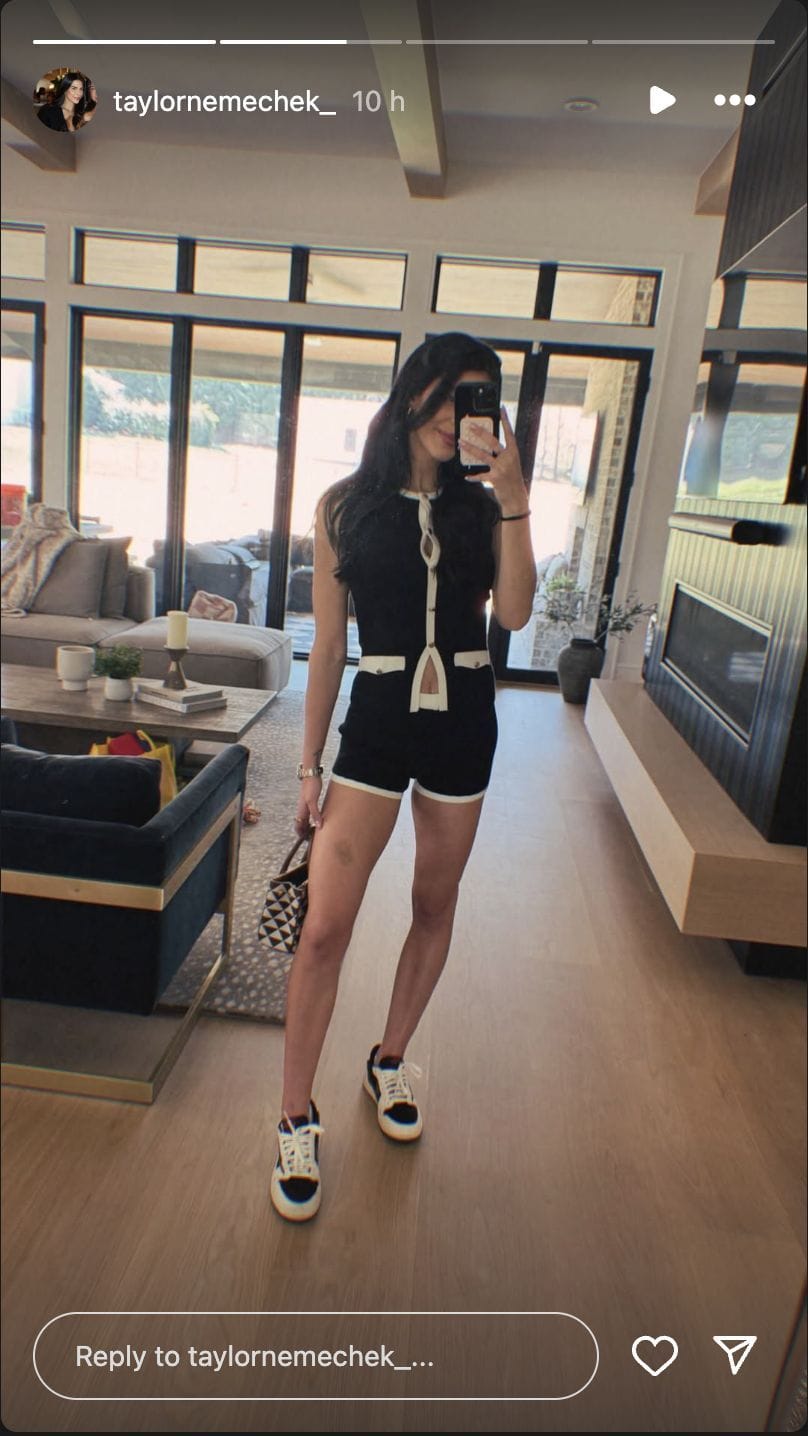 John Hunter Nemechek's wife Taylor rocks contrasting black and white co ...