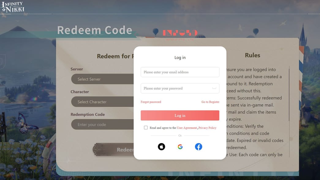 Infinity Nikki introduces web-based code redemption system