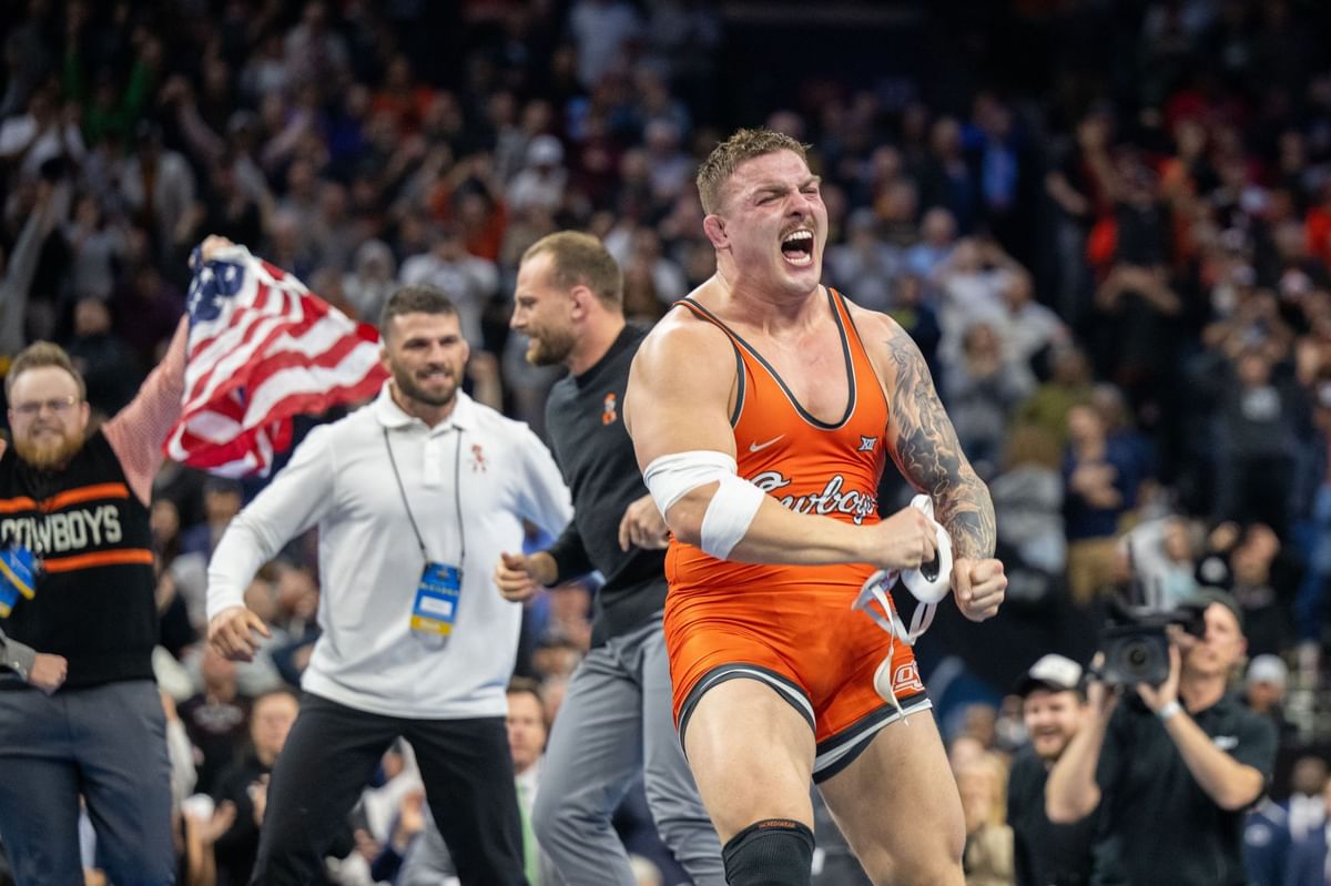Gable Steveson beater Wyatt Hendrickson hypes up NCAA win with Achilles ...