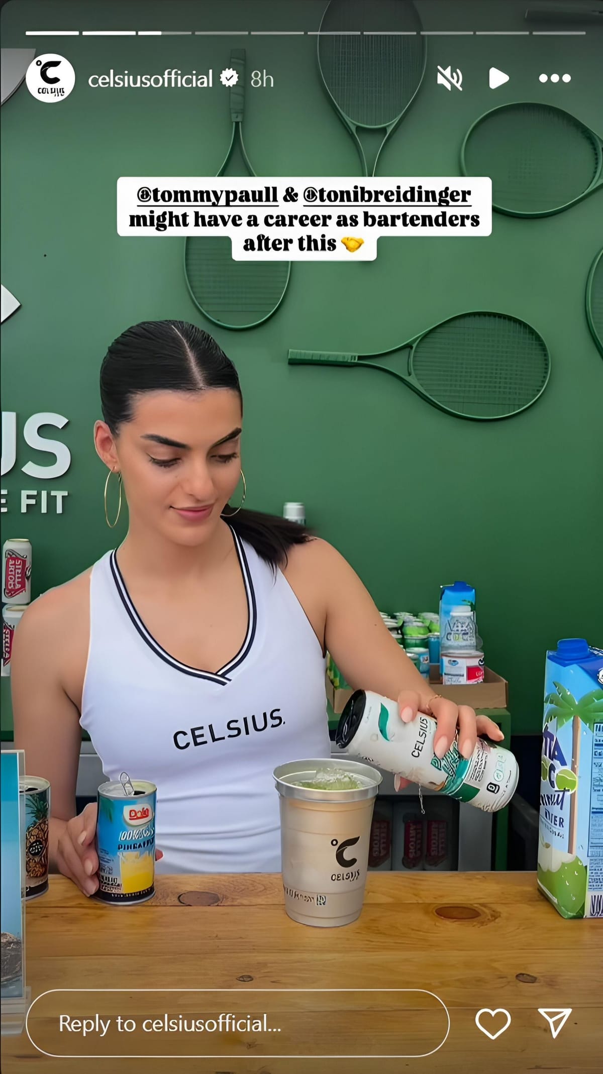 NASCAR star Toni Breidinger dons an all-white Tennis attire and a navy blue blazer as she ...