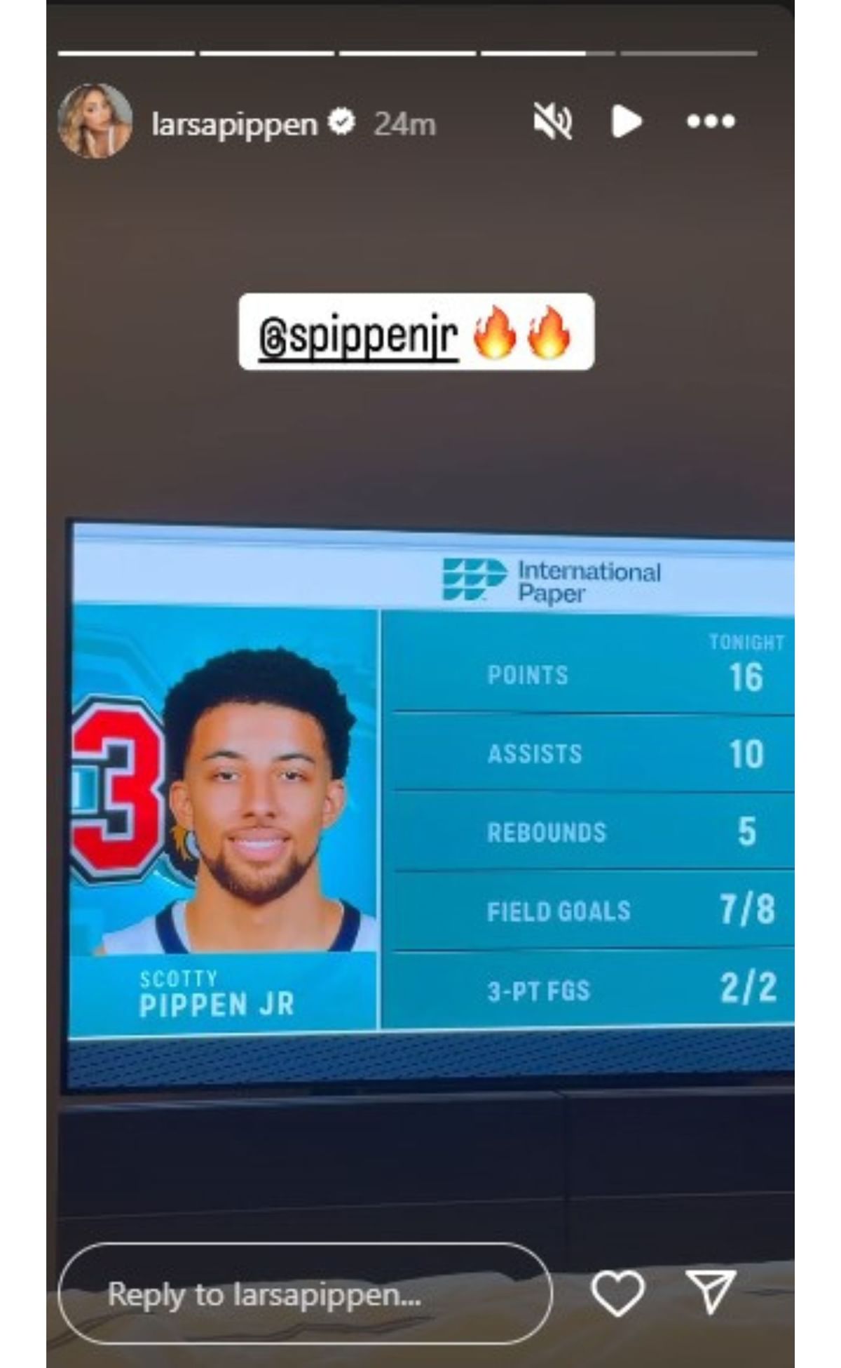 Scottie Pippen's ex-wife Larsa Pippen reacts to son Scotty Pippen Jr.'s Player of the Game ...