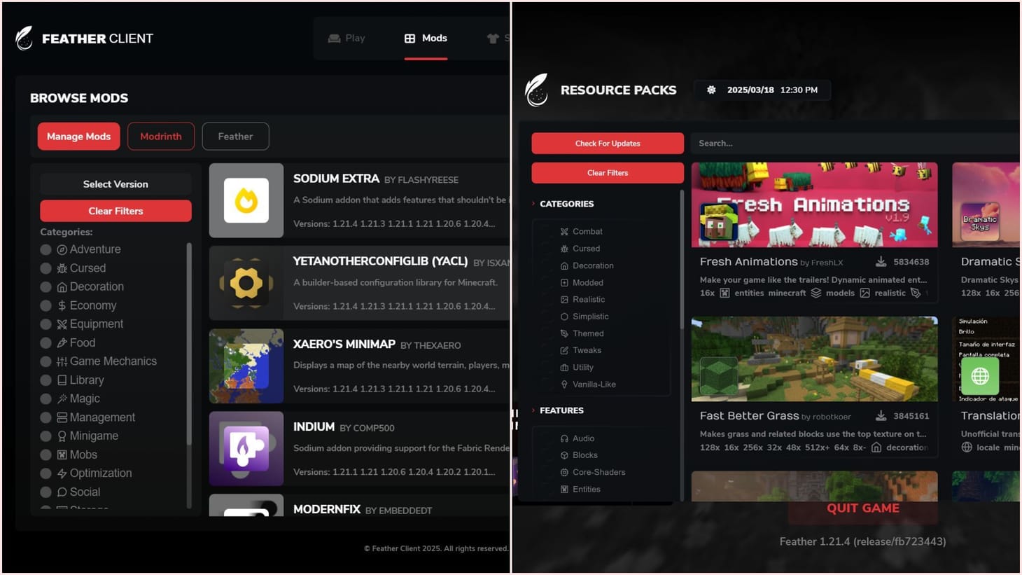 Feather Client for Minecraft: Features, download, and mods/resource ...