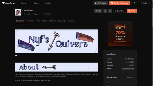 What was the quiver in Minecraft?