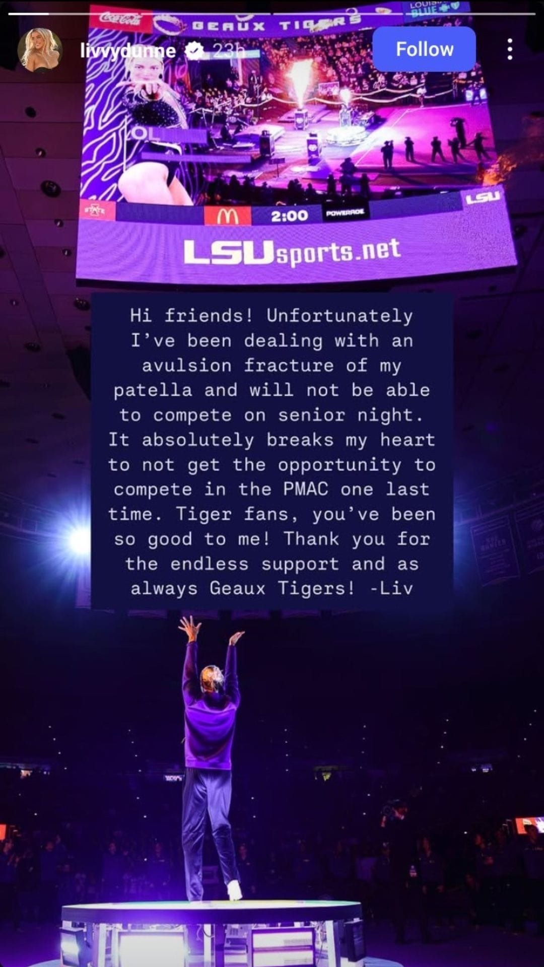 Olivia Dunne gets emotional as she dons LSU colors for the last time at ...