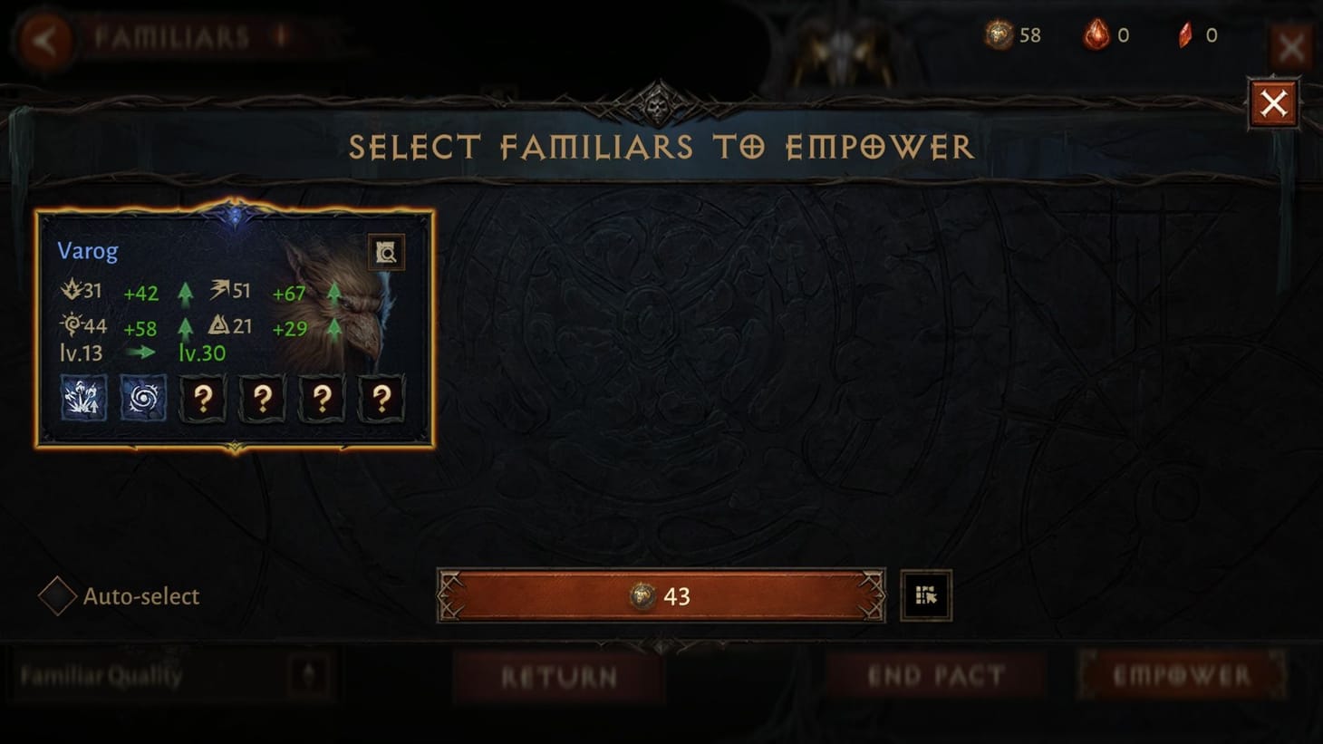Diablo Immortal: How to increase familiar attributes