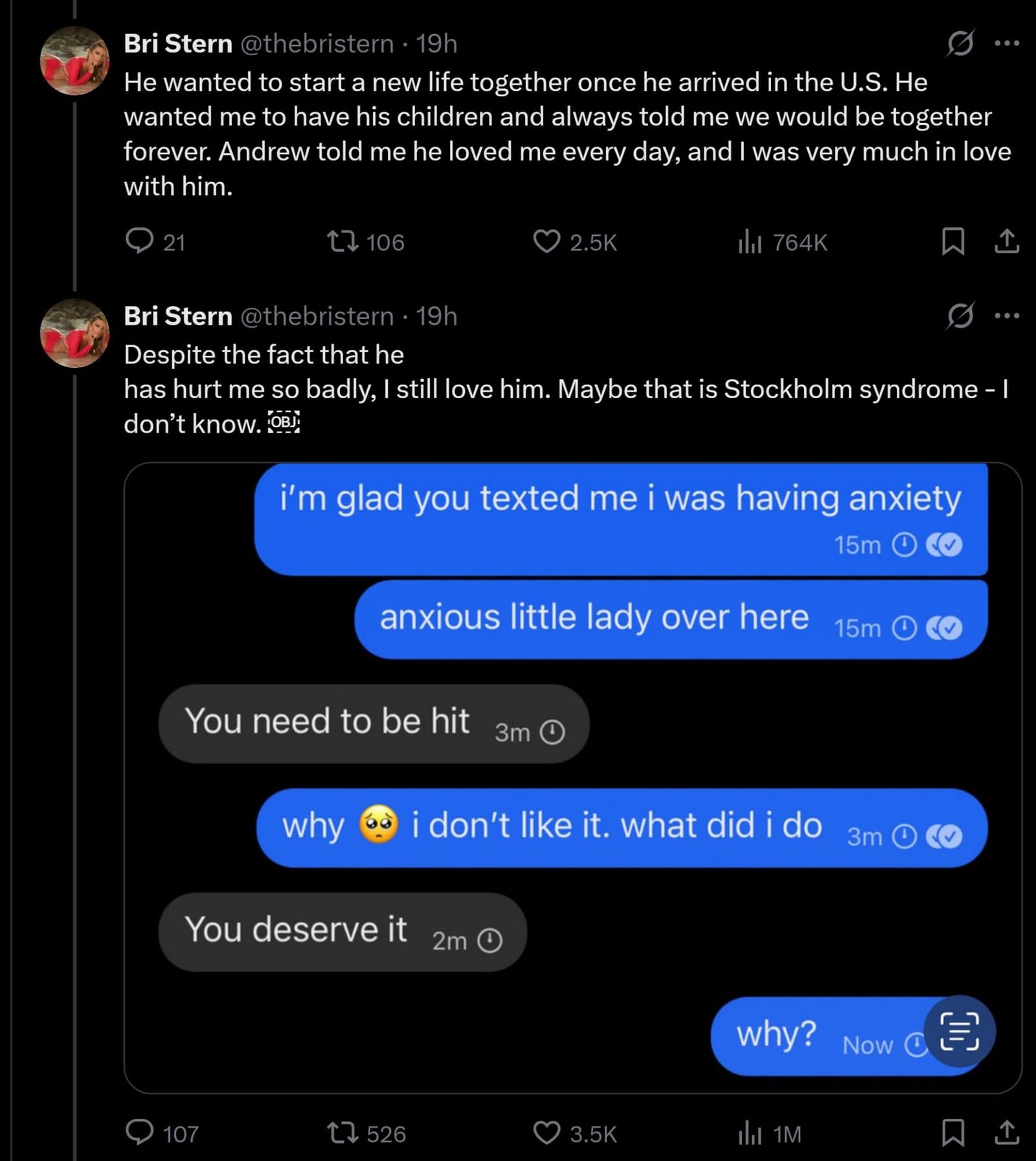 Andrew Tate's ex-girlfriend Bri Stern shares shocking alleged texts ...