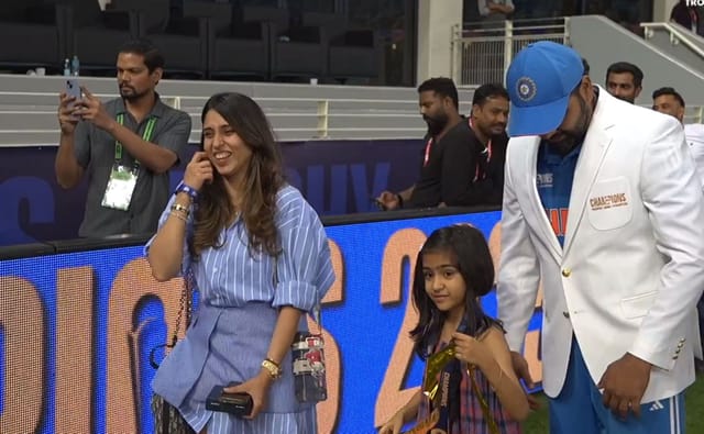 Rohit Sharma gives his 2025 Champions Trophy medal to daughter Samaira ...