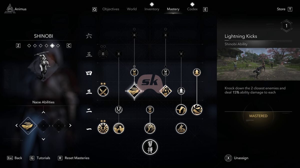 Shinobi Skills: All Shinobi Skills for Naoe in Assassin's Creed Shadows ...