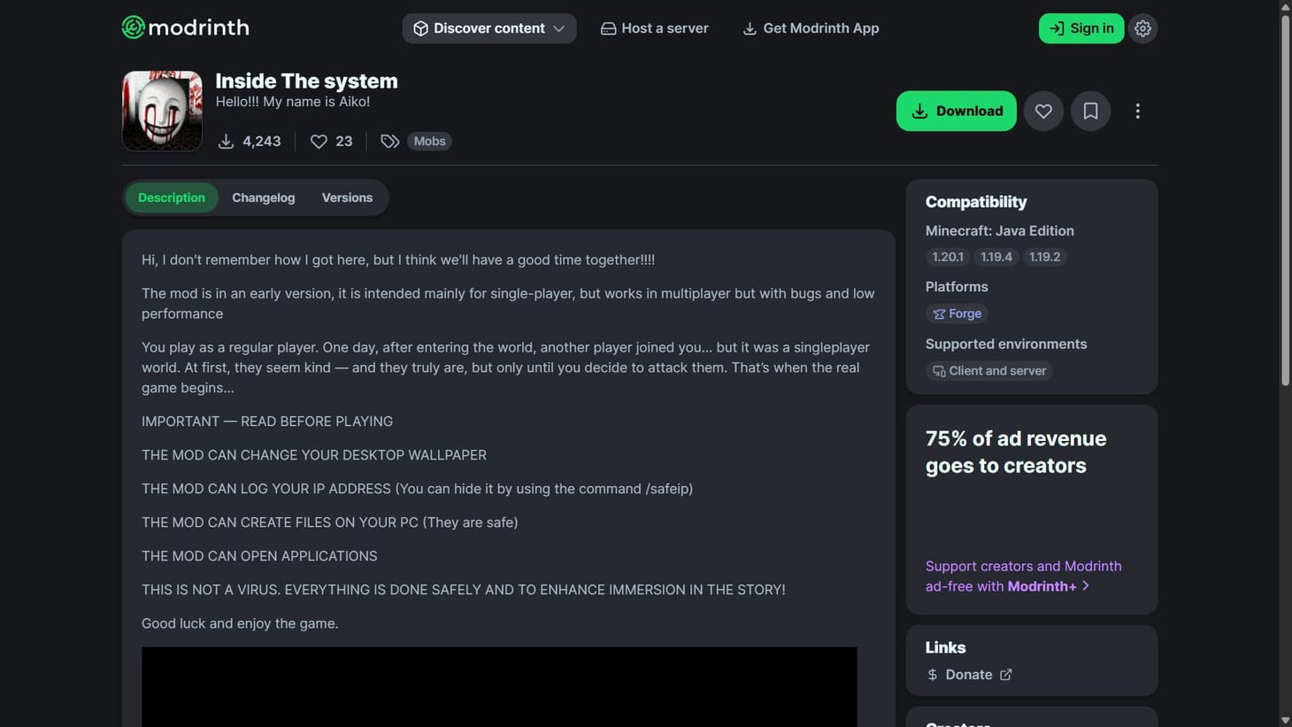 This free Minecraft horror mod tries to take control of your PC