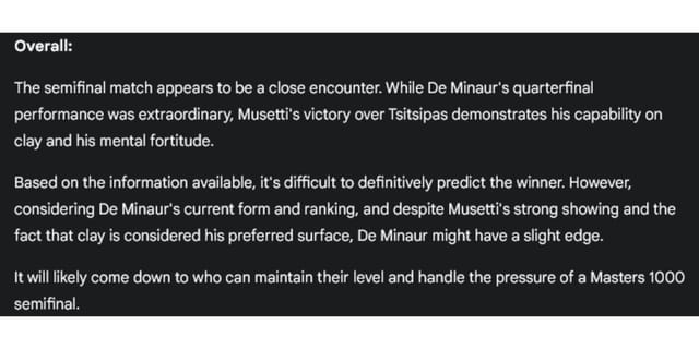 We asked AI to predict the winner of Alex de Minaur vs Lorenzo Musetti ...