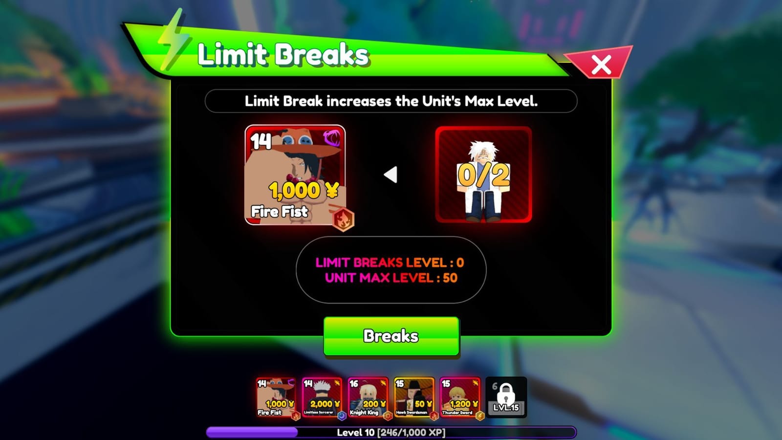 How to Limit Break units in Anime Rangers X