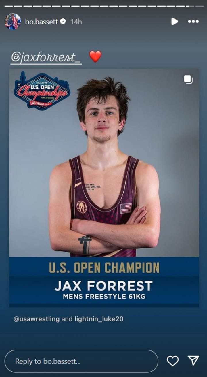 Bo Bassett reacts as Jax Forrest wins US Open with victory over Seth Gross