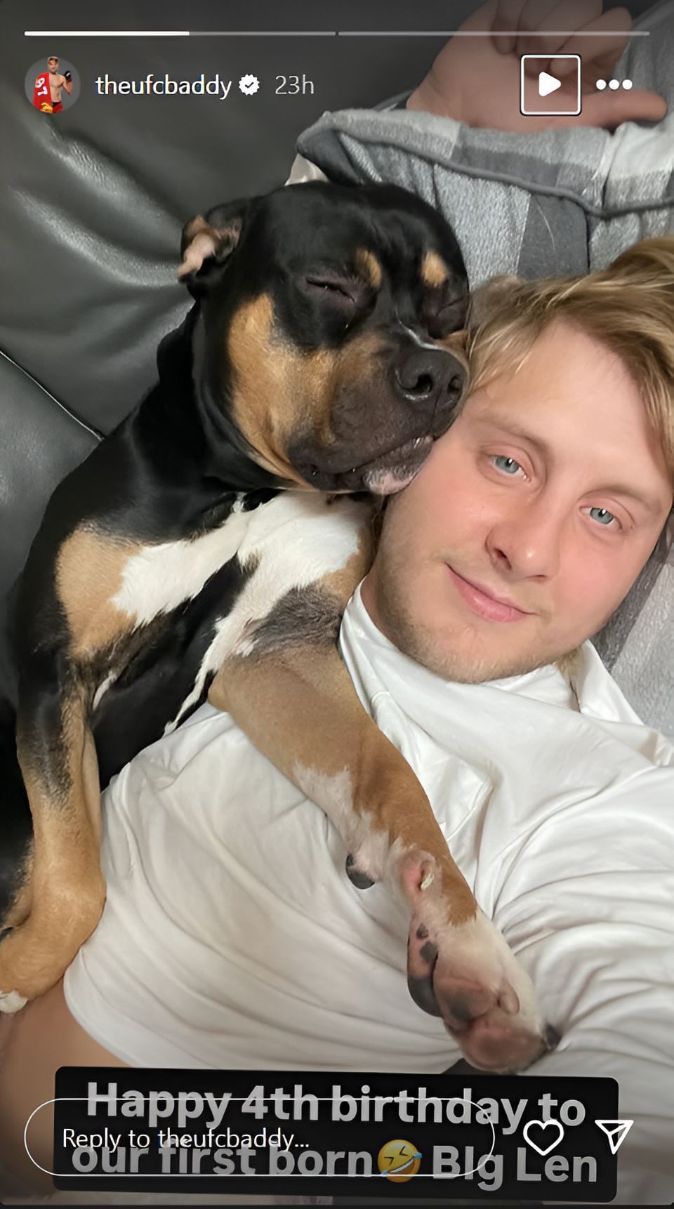 Photo: Paddy Pimblett shares adorable snap wishing his pet 'Big Len' on ...