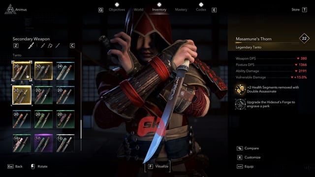 How to obtain Masamune's Thorn Tanto in Assassin's Creed Shadows