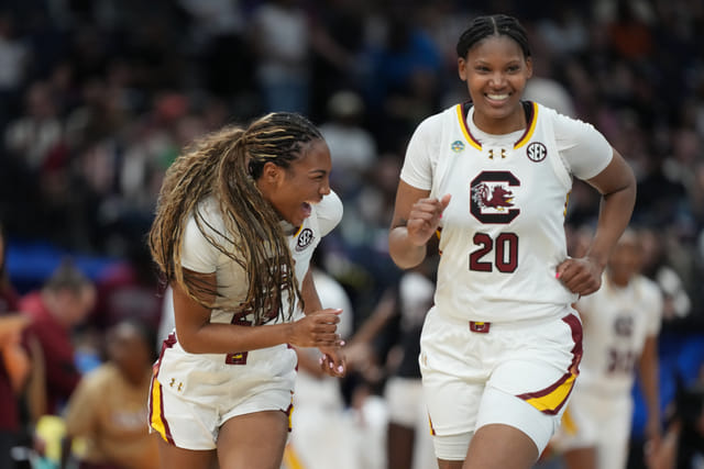 WATCH: Dawn Staley’s worry changes to hearty laugh as Bree Hall brushes ...