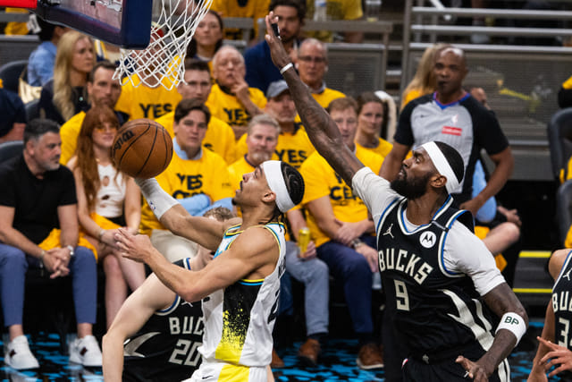Watch: Bucks' Bobby Portis Jr. tries to rattle Andrew Nembhard as ...