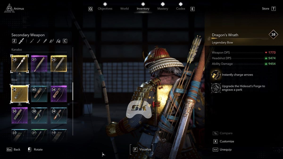 How to obtain the Dragon's Wrath Bow in Assassin's Creed Shadows