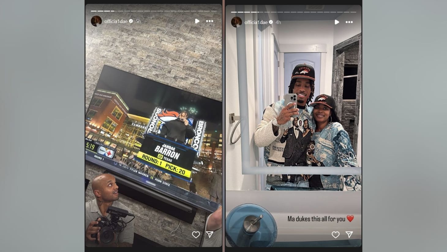Jahdae Barron pays tribute to his mother Techonia after getting drafted ...