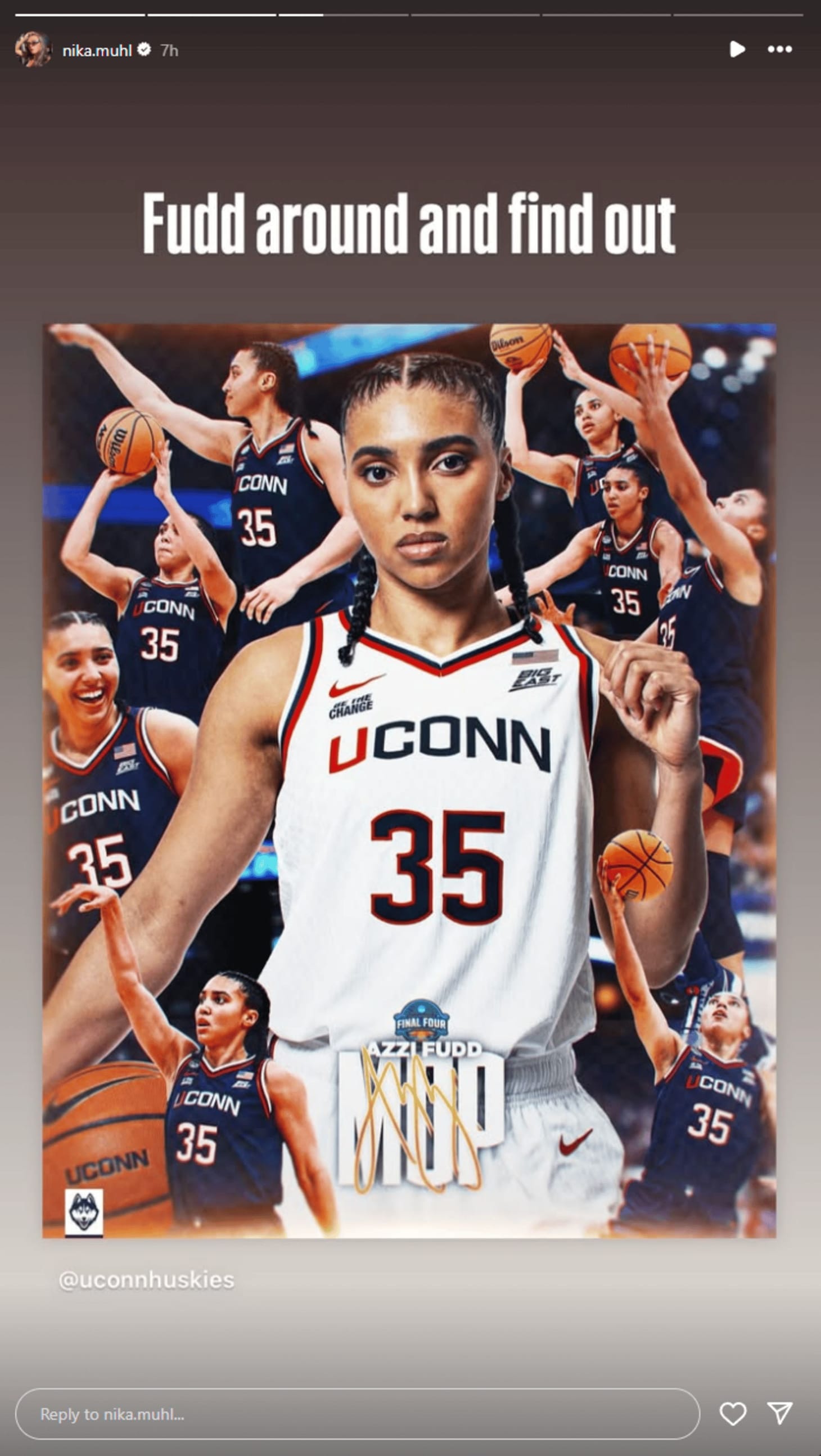 "Fudd around & find out" - Ex-UConn star Nika Muhl hilariously shouts ...