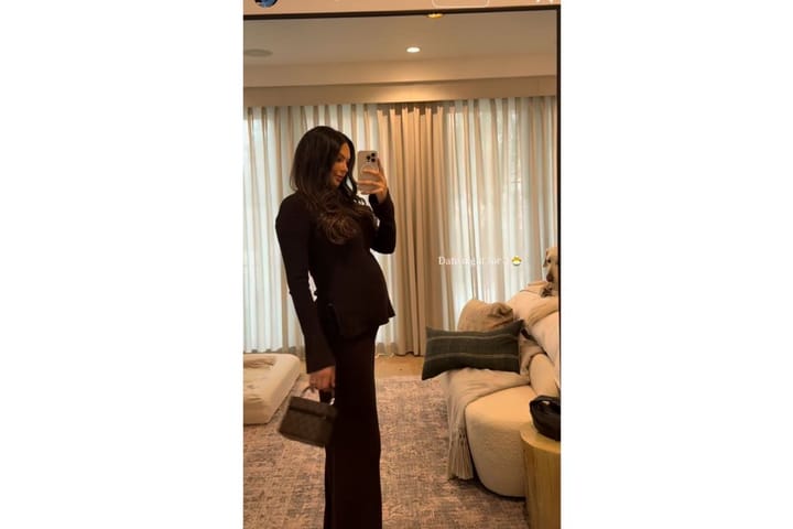 Jared Goff's wife Christen Harper flaunts baby bump in beautiful black ...