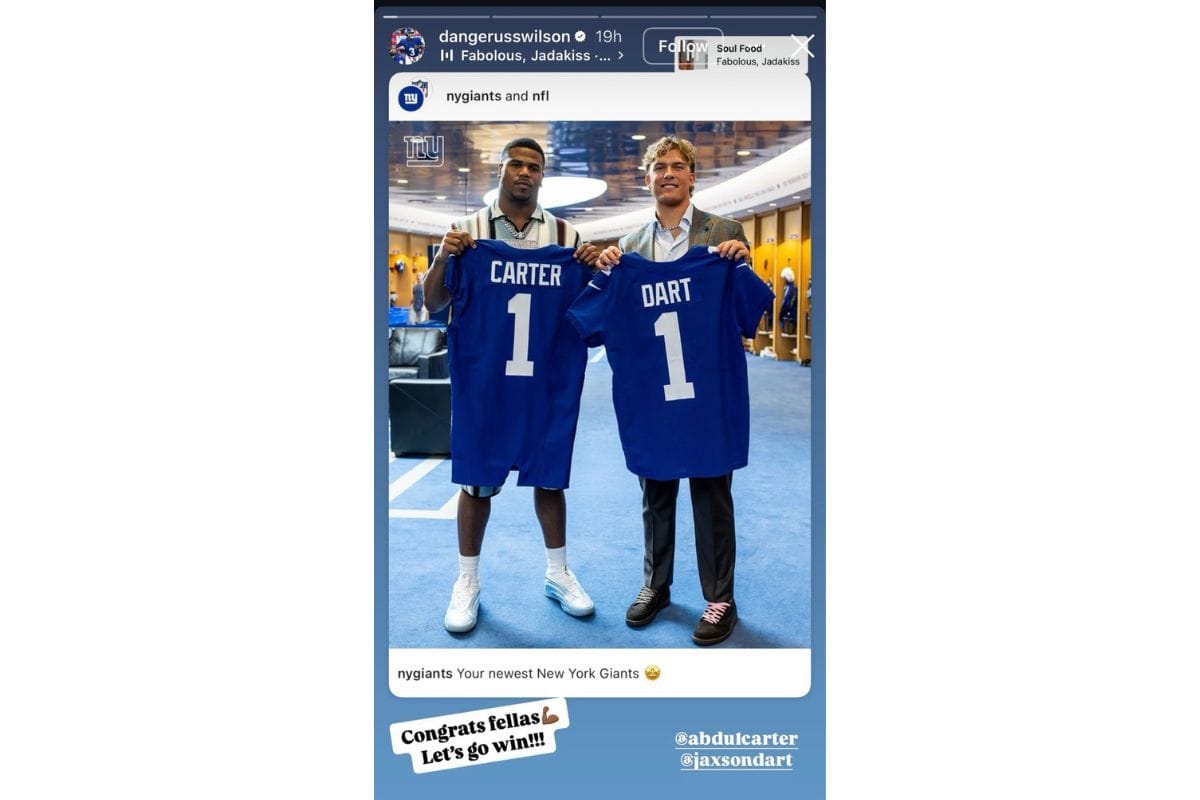 Russell Wilson sends 5-word message after Abdul Carter and Jaxson Dart get picked by Giants