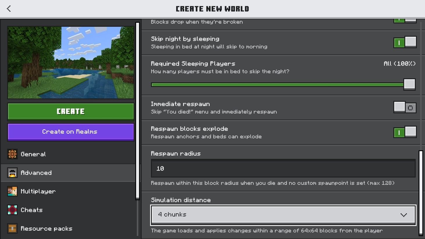 How to change simulation distance in Minecraft