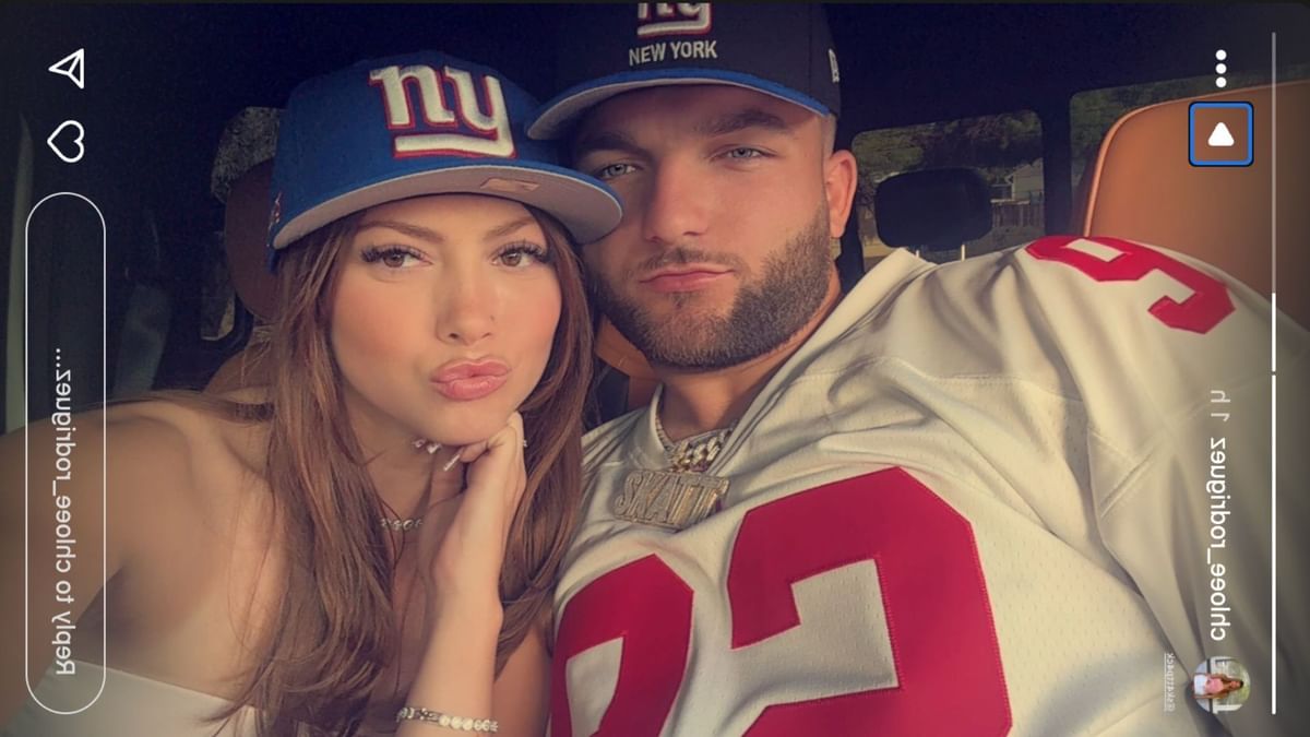 Cam Skattebo and GF Chloe Rodriguez rock Giants hats in post-draft selfie