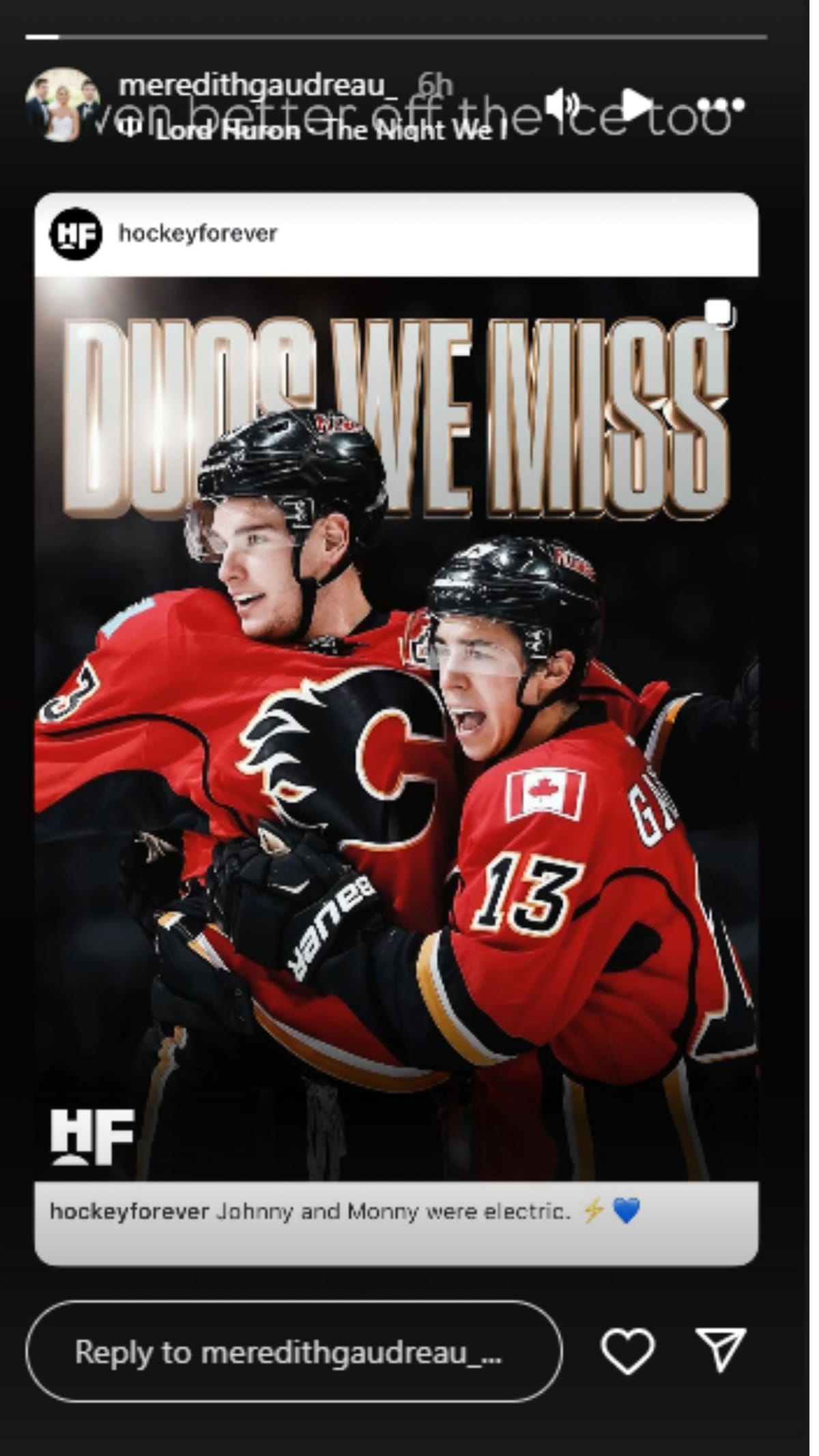 Johnny Gaudreau's wife Meredith reminisces late husband's 'electric ...