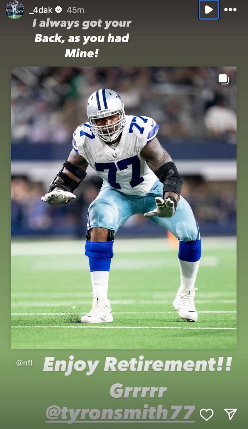 Dak Prescott: Dak Prescott sends message as Cowboys legend Tyron Smith ...