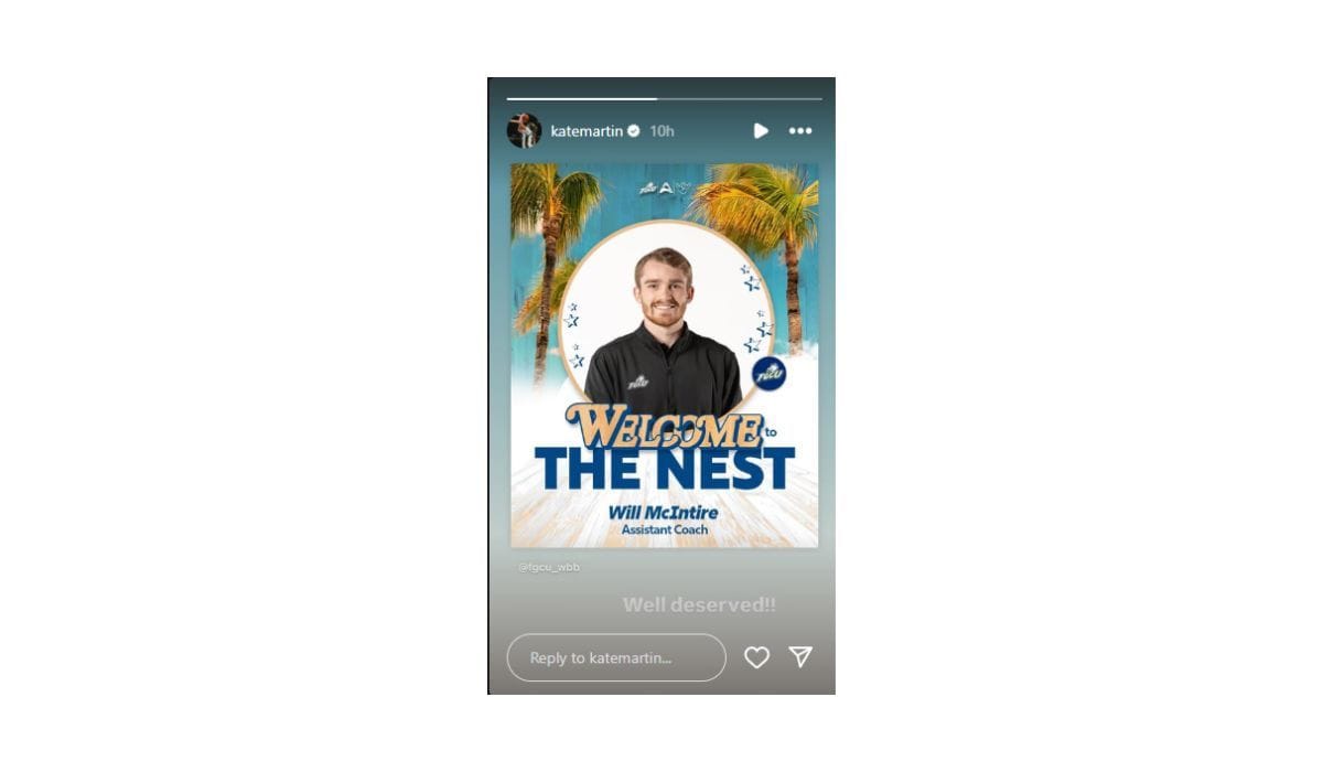 Kate Martin reacts after Will McIntire lands coaching gig at FGCU