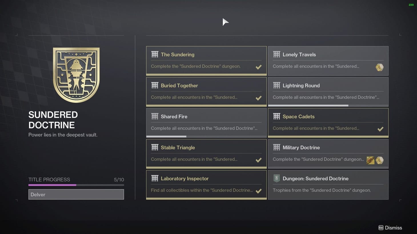 Destiny 2 Sundered Doctrine Delver seal guide: Challenges and rewards