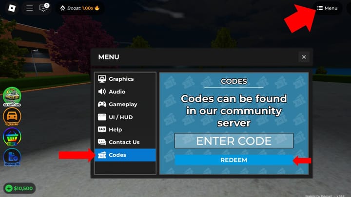 Realistic Car Driving codes