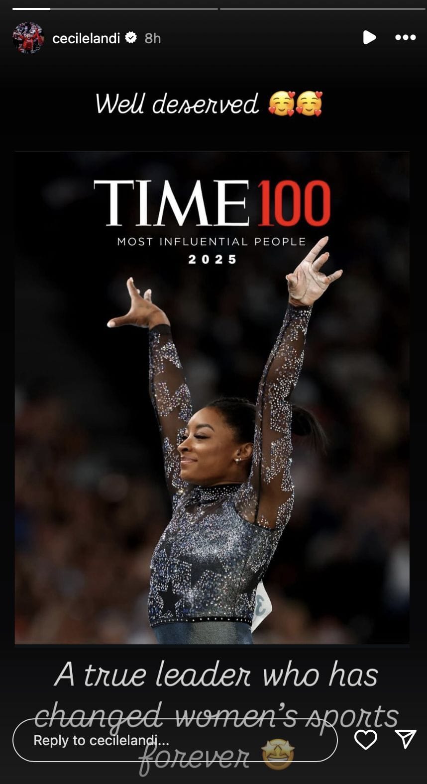 Simone Biles' former coach Cecile Landi reacts as the Olympic Champion ...