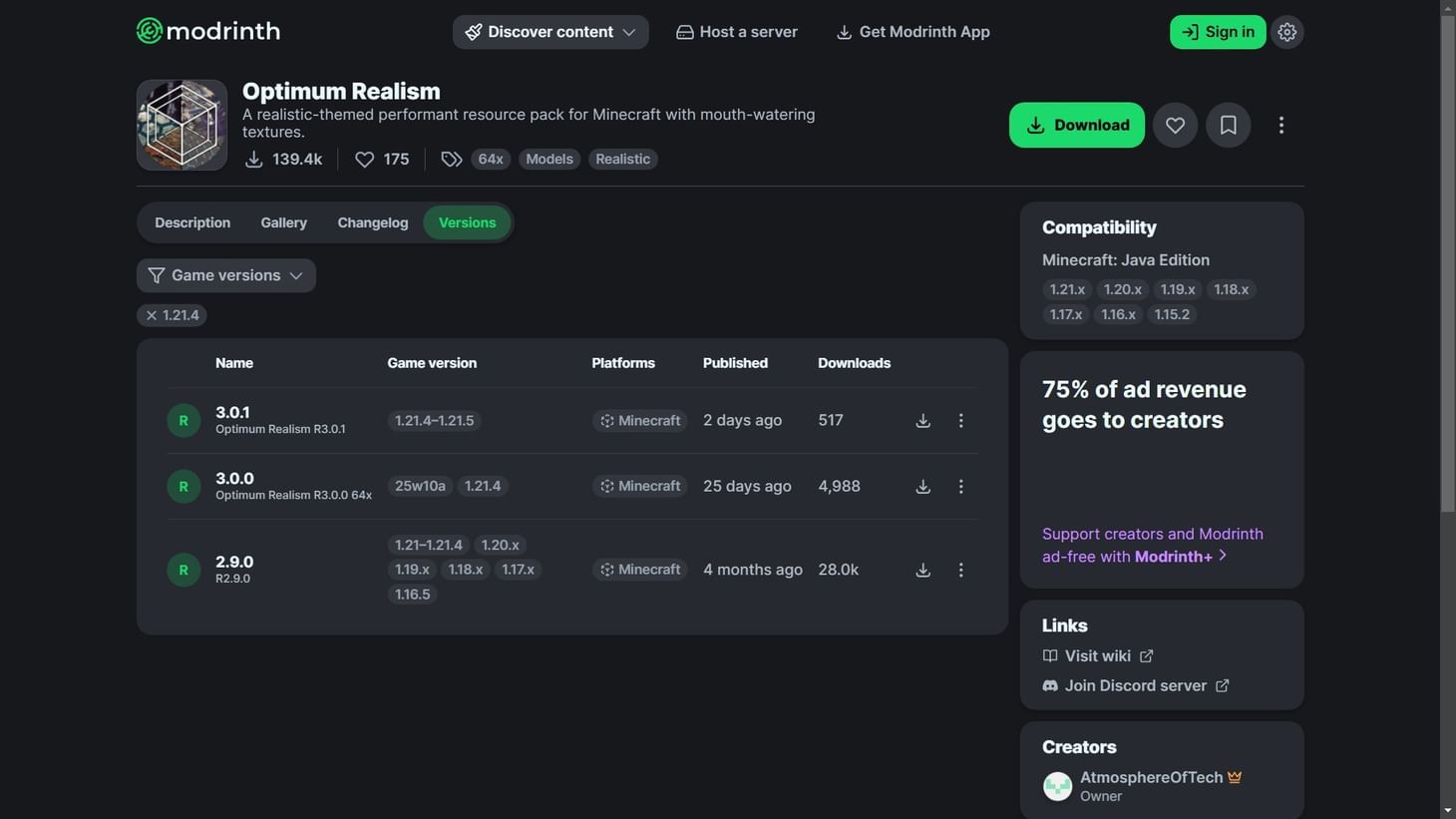 How to get and use the Minecraft Optimum Realism pack