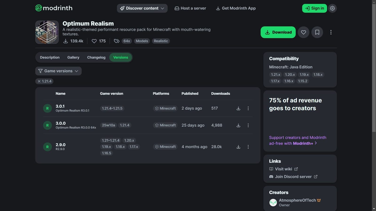 How to get and use the Minecraft Optimum Realism pack