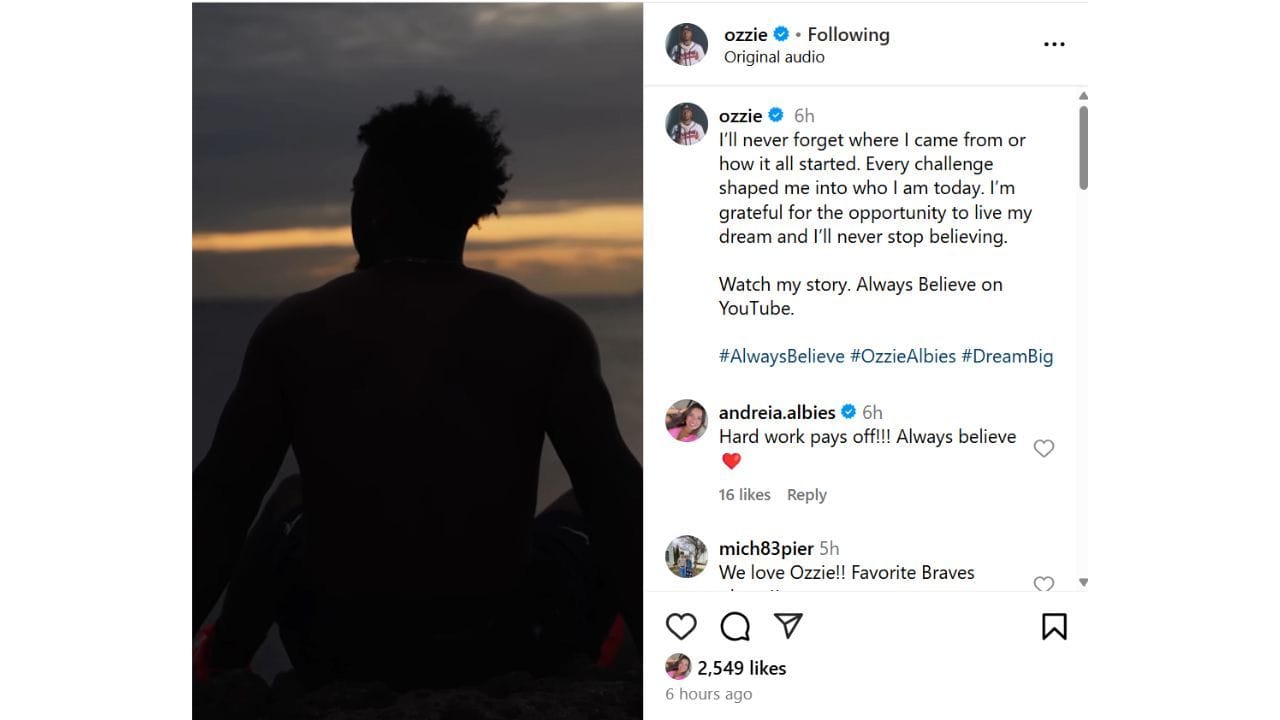 Ozzie Albies' wife Andreia reacts as Braves star gets emotional about ...