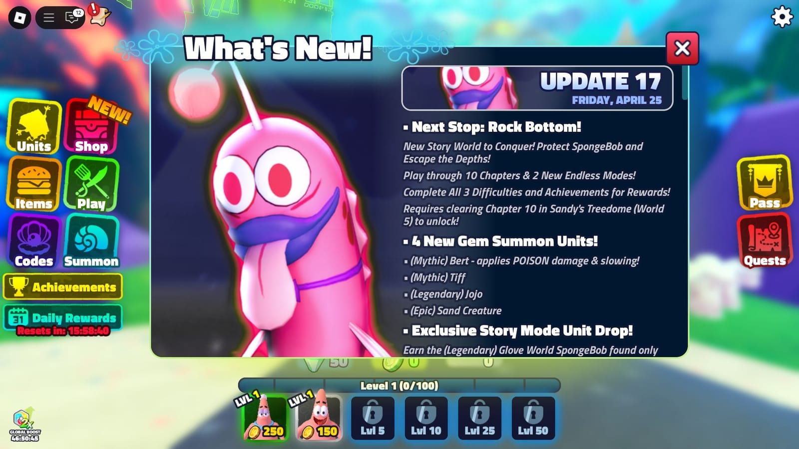 SpongeBob Tower Defense Update 17 patch notes