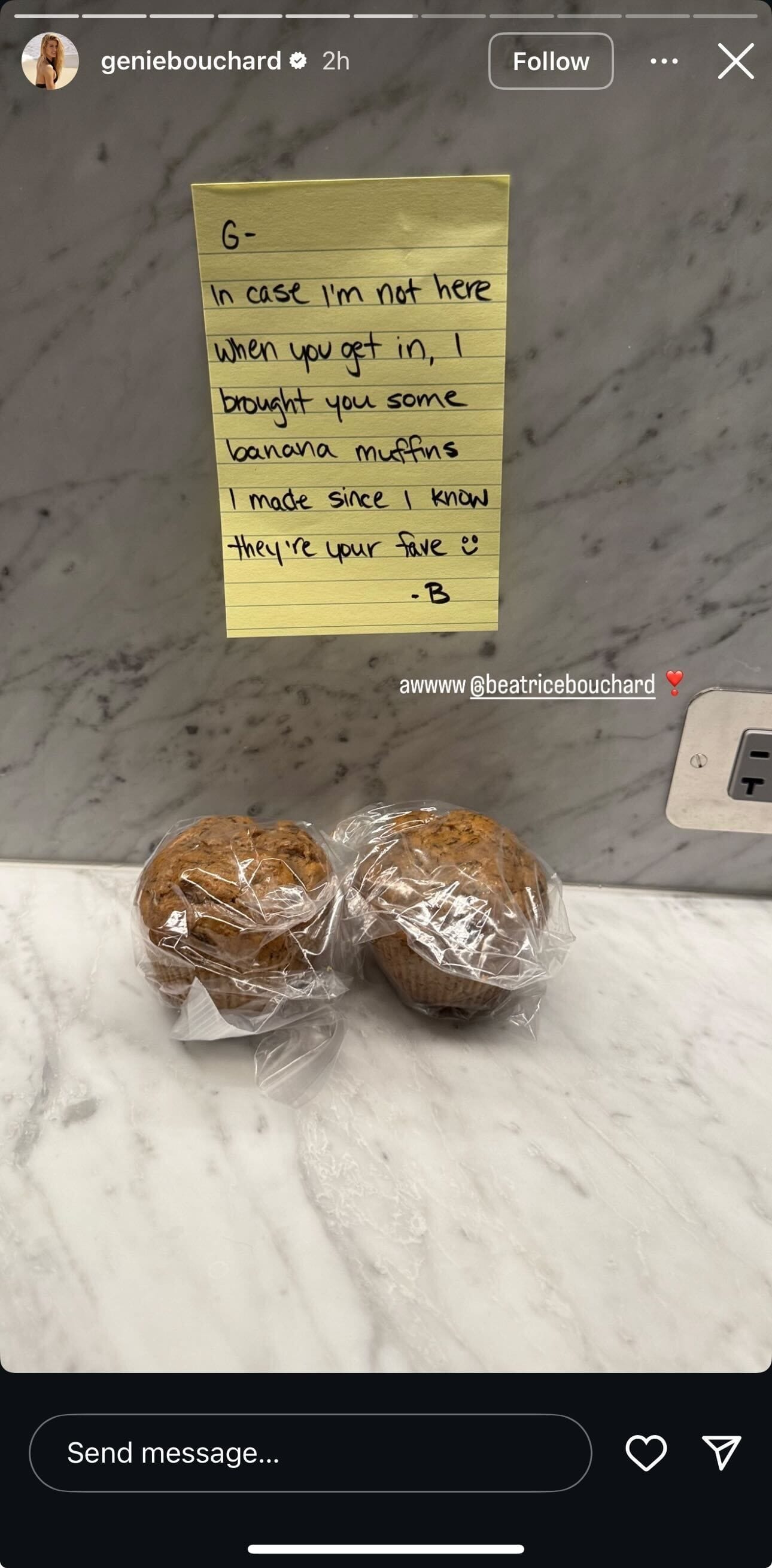 Eugenie Bouchard reveals sweet gesture made by twin sister Beatrice