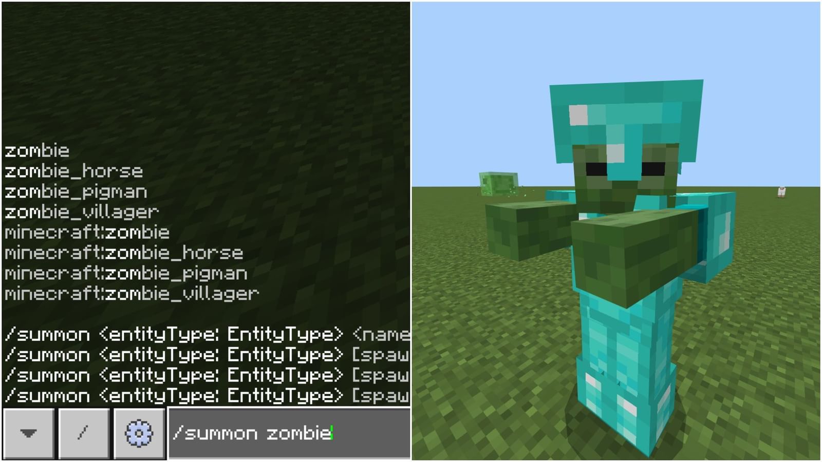 How to summon mob with armor in Minecraft Bedrock Edition