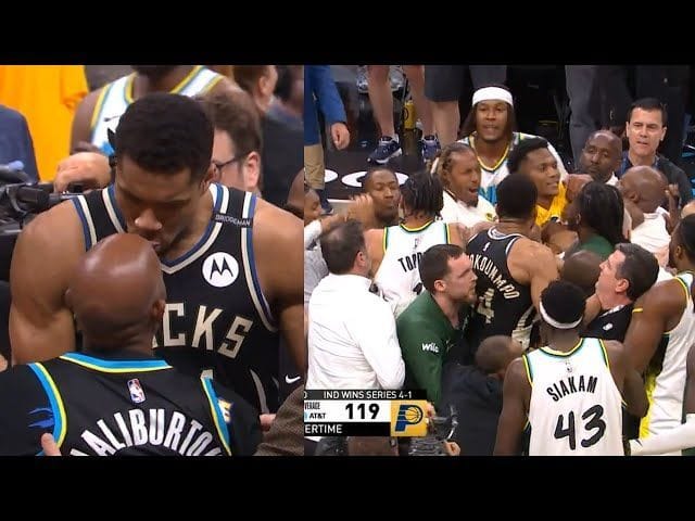 Watch: Giannis Antetokounmpo's heated exchange with Tyrese Haliburton's ...