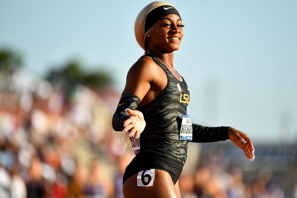 Sha'Carri Richardson cheers for her boyfriend Christian Coleman as he displays impressive ...