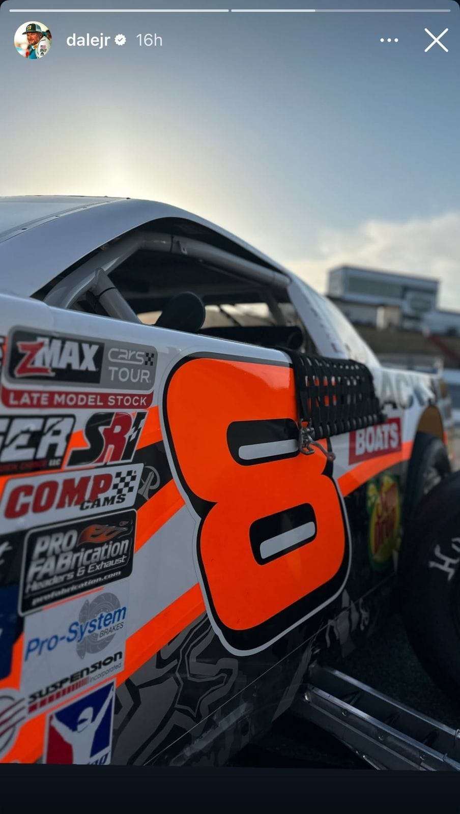 Dale Earnhardt Jr. tests his iconic No. 8 at Cordele Motor Speedway