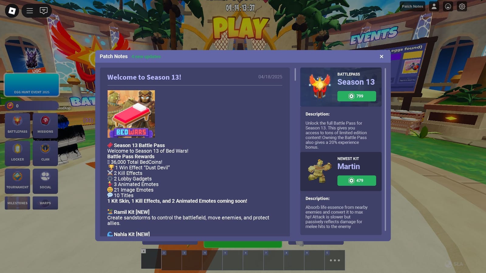 BedWars Season 13 update patch notes