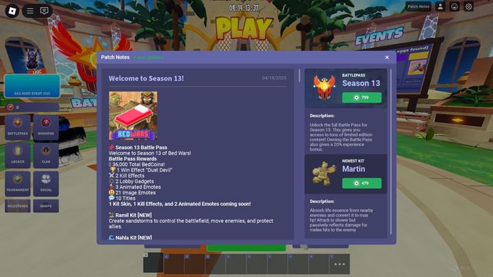 BedWars Season 13 update patch notes